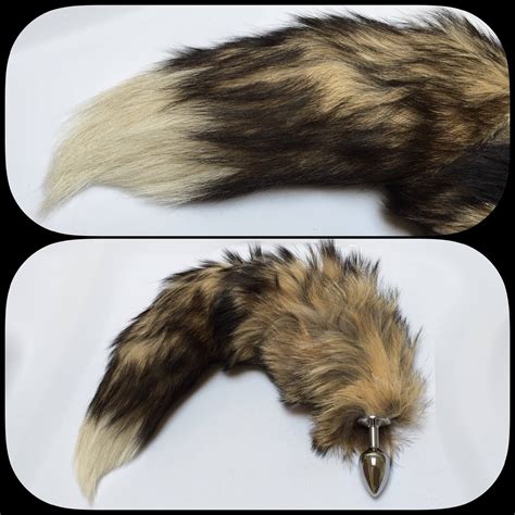 Dirty Blonde Black And White Tip Sexy Foxcat Tail Sex Toy Anal Plug