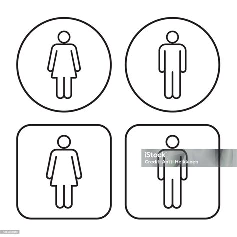 남자와 여자 정사각형 및 둥근 아이콘 세트 남성과 여성의 성별 프로필 기호 남성과 여성 화장실 로고 화장실 과 욕실 표지판 사람