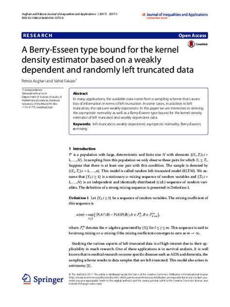 Pdf A Berry Esseen Type Bound For The Kernel Density Estimator Based On A Weakly Dependent And