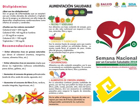 Triptico Corazon Compressed Limita Modera Consume Alimentacin Saludable Frutas Y Verduras