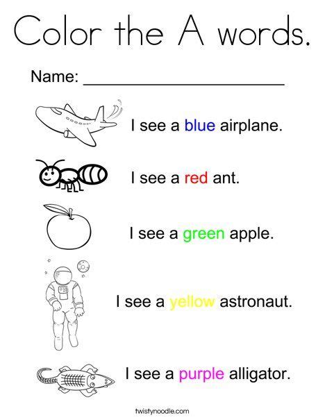 Color The A Words Coloring Page What Color Is The Letter A Thah