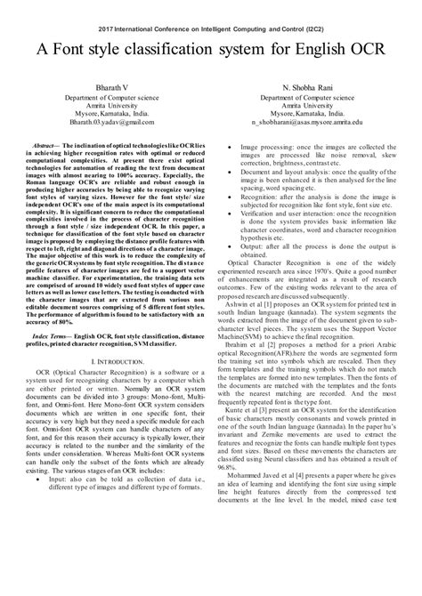 Pdf A Font Style Classification System For English Ocr Pdf A Font Style Classification System For English Ocr