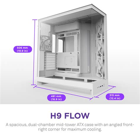 Nzxt H9 Flow Atx Case Dual Chamber Design With 420mm Support