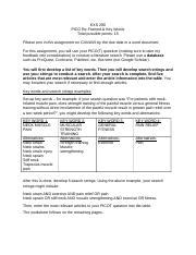Updated PICO Reframed And Initial Search Docx EXS PICO Re Framed Key Words Total