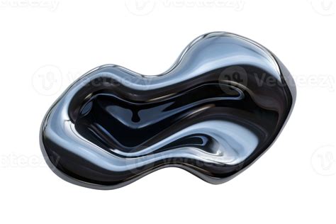Abstract Liquid Metal Shape With Smooth And Fluid Form Reflecting Light With A Glossy Finish