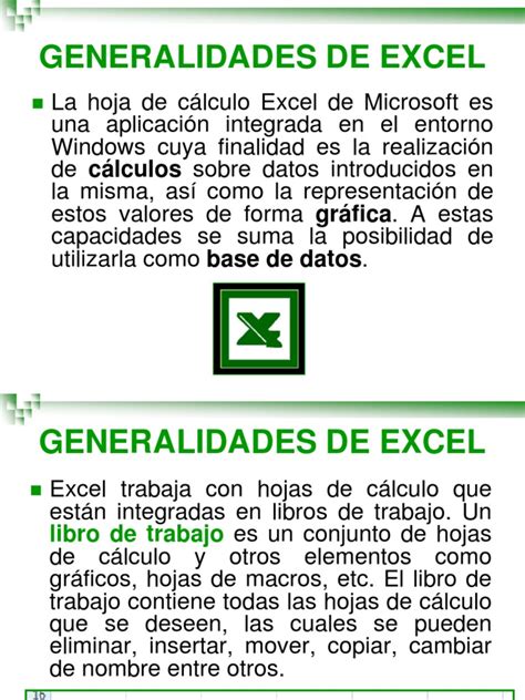 Generalidades De Excel Pdf Microsoft Excel Hoja De Cálculo