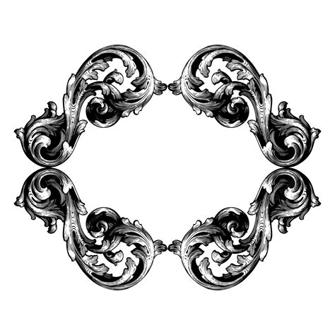 바로크 꽃 장식 테두리 코너 프레임 선조 프리미엄 벡터
