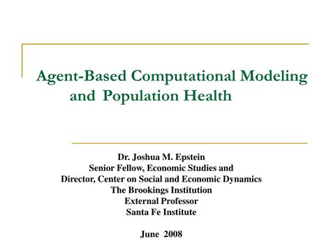 Ppt Agent Based Computational Modeling And Population Health