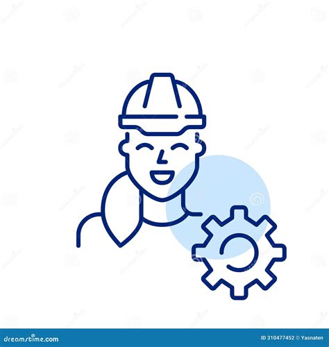 Woman Wearing Hard Hat And Cogwheel Icon Female Representation In