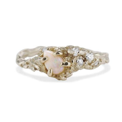 Juniper Pear Shaped Opal Ring With Diamond Cluster