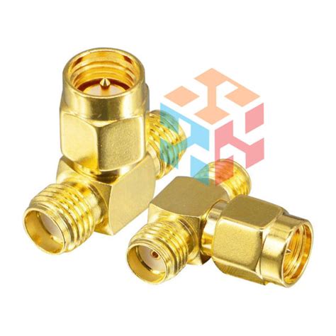 T Type 3 Way RP SMA Male Plug To 2 Double SMA Female Jack RF Connector Adapter EBay