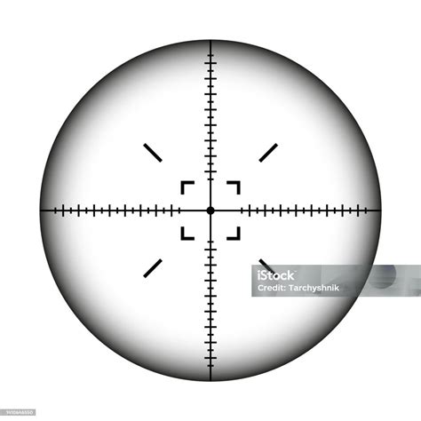 무기 시력 저격 소총 광학 범위 십자선이있는 사냥 총 뷰파인더 조준 촬영 마크 기호 군사 대상 표지판 실루엣 게임 인터페이스 Ui 요소입니다 벡터 일러스트 레이 션 불스