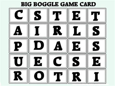 Boggle Rules Printable