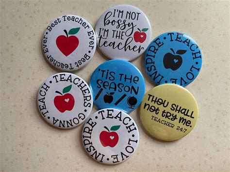 Teacher Buttons Or Magnets Set Of 7 2 25 Inch Back To School Best
