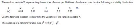 Solved Use The Following Theorem To Determine The Variance Chegg Com