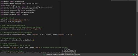 Python Code Predicts Car Prices Based On Historical Data مستقل