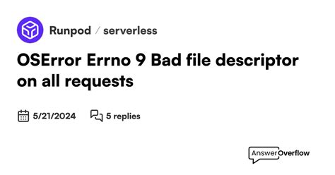 Oserror Errno 9 Bad File Descriptor On All Requests Runpod