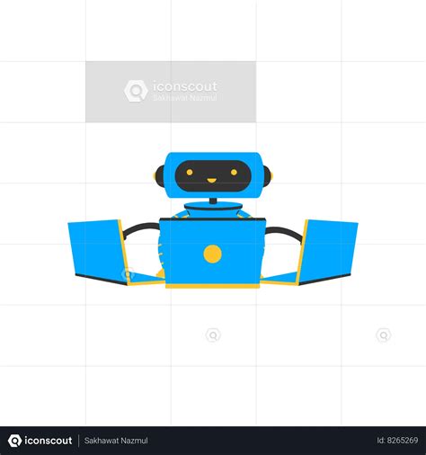 robot multitasking animated illustration download in json lottie or