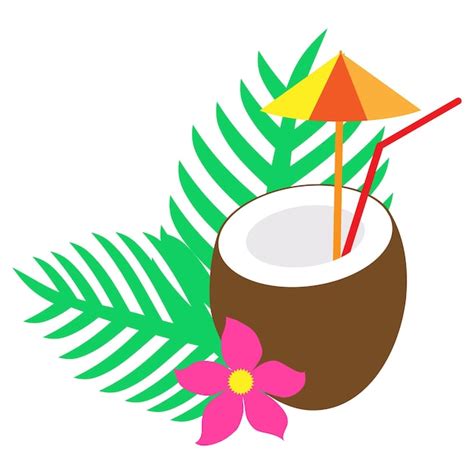 Premium Vector Vector Summer Illustration Tropical Coconut Cocktail Print