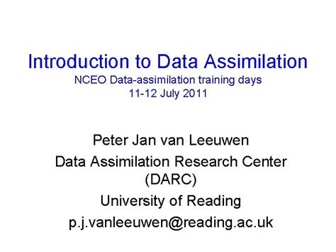 Introduction To Data Assimilation Nceo Dataassimilation Training Days