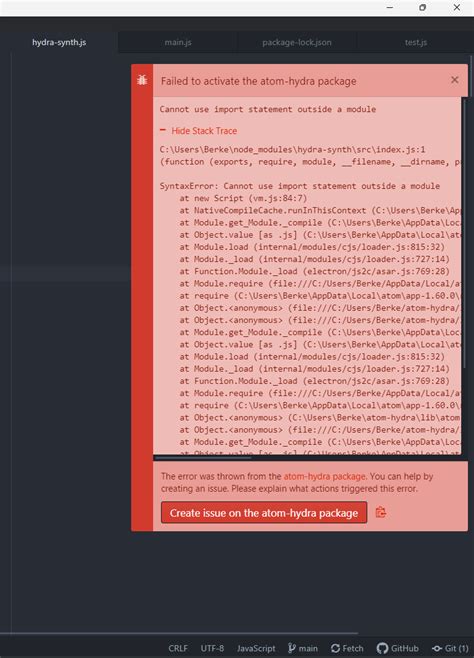 Cannot Use Import Statement Outside A Module · Issue 52 · Hydra Synthatom Hydra · Github