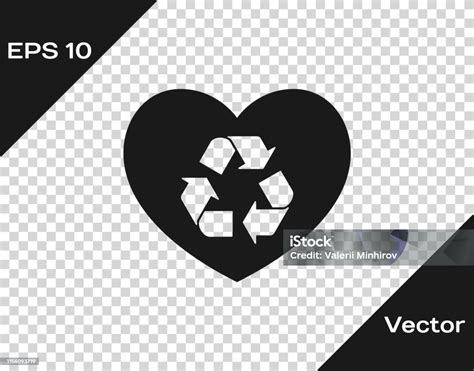 투명 한 배경에 격리 된 회색 환경 친화적 인 심장 아이콘입니다 하트 에코 리사이클 자연 바이오 환경 개념 벡터 일러스트레이션 개념에 대한 스톡 벡터 아트 및 기타 이미지