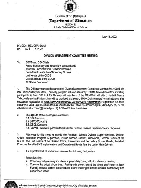 Div Memo No 153 S 2022 Pdf