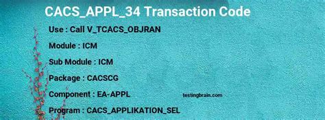 CACS APPL SAP Tcode For Call V TCACS OBJRAN