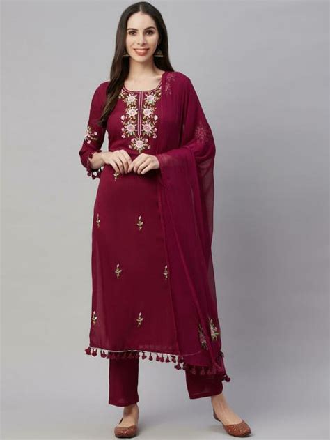Buy Amiras India Ethnic Wear Womens Embroidered Straight Kurta Pant