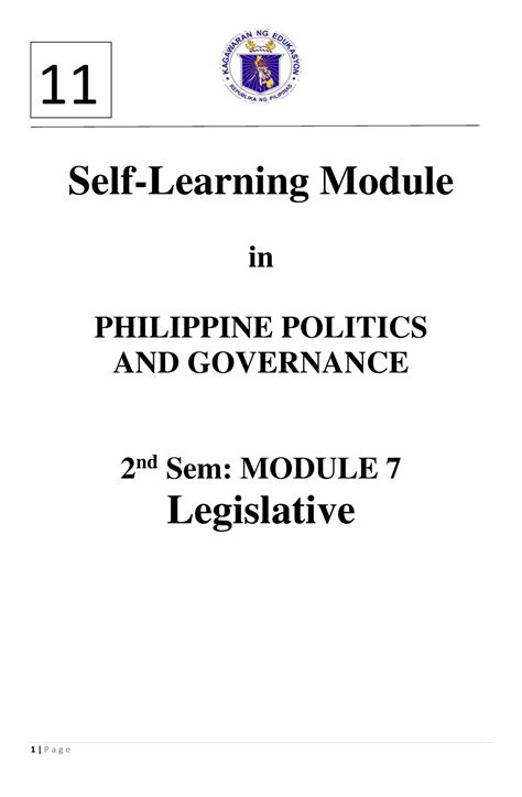 Ppg Module 7 Ppg Self Learning Module In Philippine Politics And Governance 2 Nd Sem Module