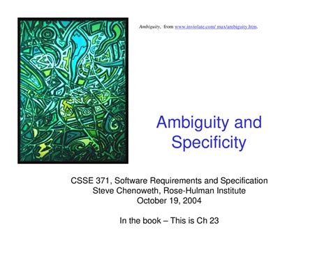 Ambiguity And Specificity Lecture Slides Csse 371 Docsity