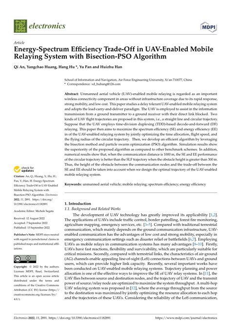 Pdf Energy Spectrum Efficiency Trade Off In Uav Enabled Mobile Relaying System With Bisection