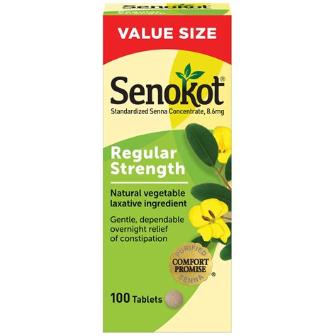 Senokot Regular Strength Natural Vegetable Laxative Ingredient100 Ct
