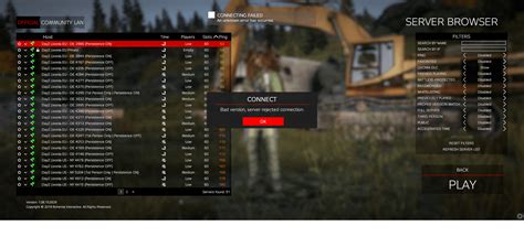 dayz livonia official server bad version server rejected connection