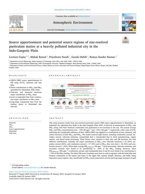 Pdf Source Apportionment And Potential Source Regions Of Size Resolved Particulate Matter At A