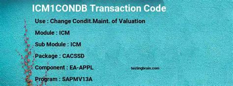 ICM1CONDB SAP Tcode For Change Condit Maint Of Valuation
