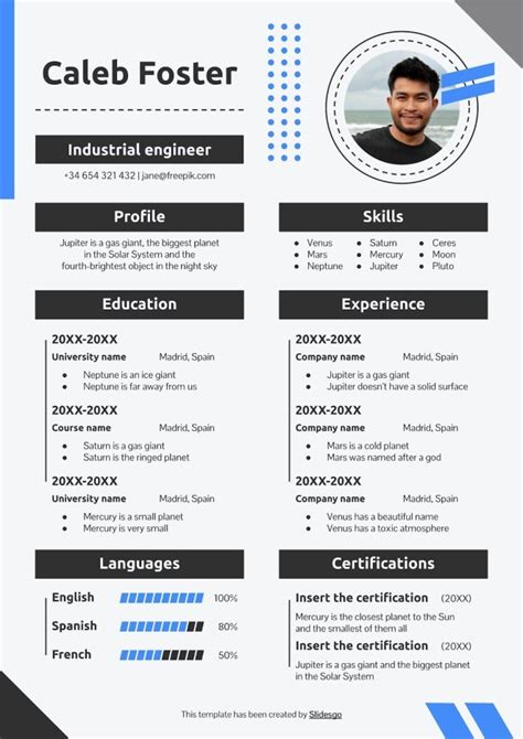 Industrial Engineer CV Google Slides PPT