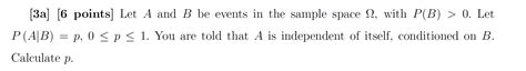 Solved A Points Let A And B Be Events In The Sample Chegg Com
