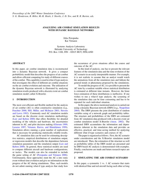 Pdf Analyzing Air Combat Simulation Results With Dynamic Bayesian