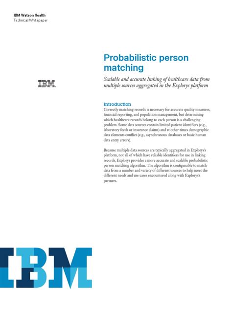 Explorys Probabalistic Person Matching Pdf Ibm Watson Computer