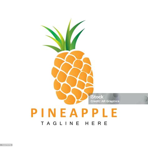 파인애플 로고 디자인 신선한 과일 벡터 농장 일러스트 레이 션 과일 제품 브랜드 라벨 0명에 대한 스톡 벡터 아트 및 기타