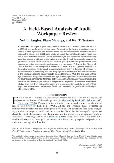 Pdf A Field‐based Analysis Of Audit Workpaper Review