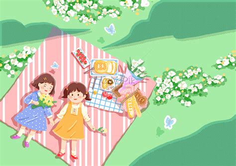 봄 소풍 일러스트 무료 다운로드 Lovepik