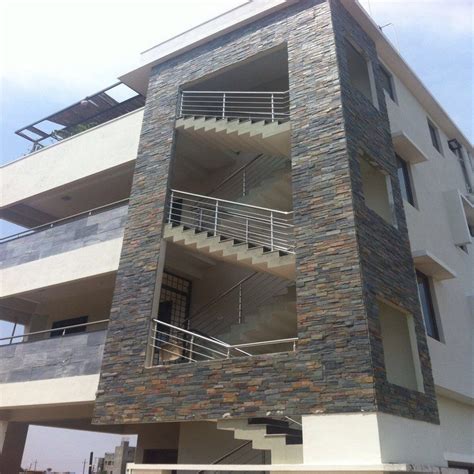 Brown Elevation Stone Wall Cladding Tiles Material Sandstone