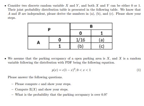 Solved Consider Two Discrete Random Variable X And Y And Chegg Com