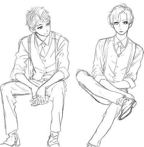 Как нарисовать сидящего человека аниме 90 фото