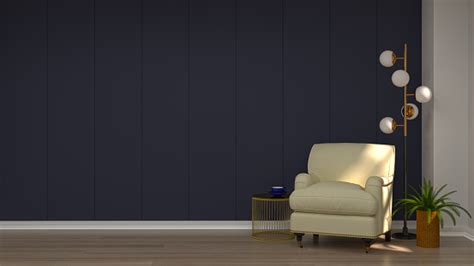 안락의 자 3d 렌더링 책상 램프 럭셔리 빈 벽 현대 거실와 안락의 자 중반 현대 홈 클래식 인테리어 0명에 대한 스톡 사진 및 기타 이미지 Istock