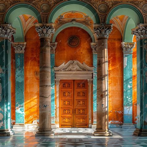 Entrance With Classical Columns Premium Ai Generated Image