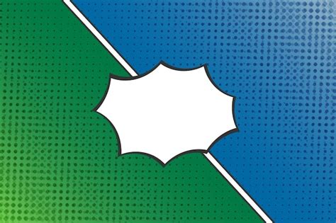 점 녹색 및 파랑 색 벡터 일러스트가 있는 배경 대 빈 만화책 프리미엄 벡터