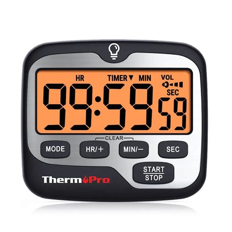 Thermopro Tm01 Backlight 4 Alarm Volume With Clock Function Countdown Countup Cooking Kitchen Timer